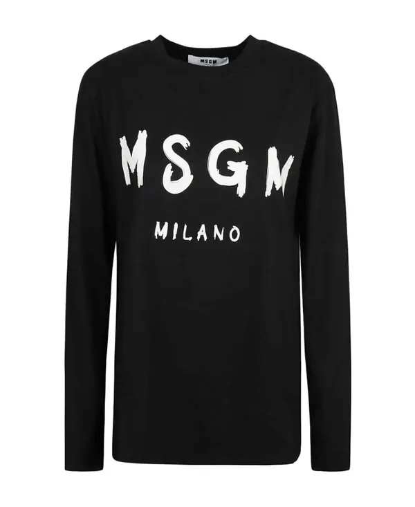MSGM Logo Printed Long-sleeved T-shirt