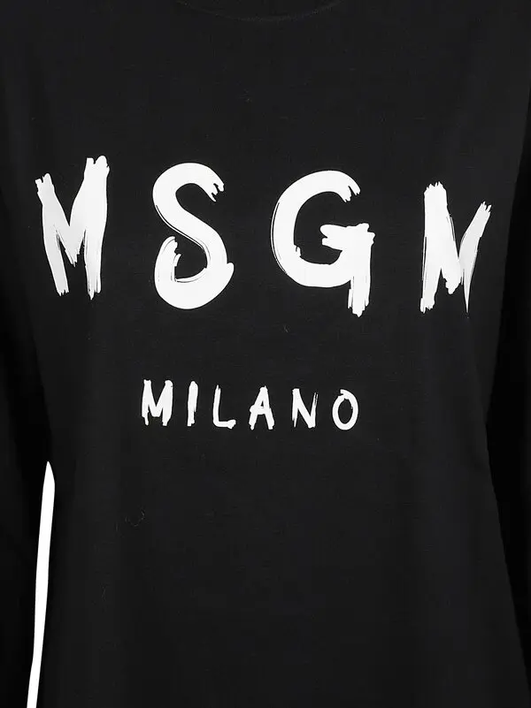 MSGM Logo Printed Long-sleeved T-shirt