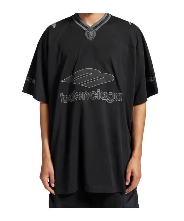 Balenciaga 3b Football V-neck T-shirt Oversized - Black/anthracite