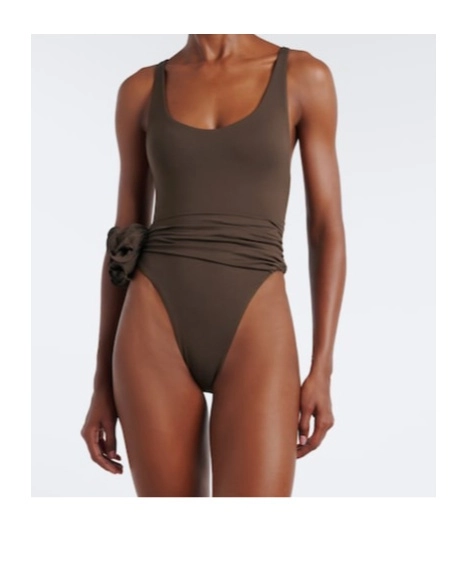 Magda Butrym Floral-appliqué Draped Swimsuit