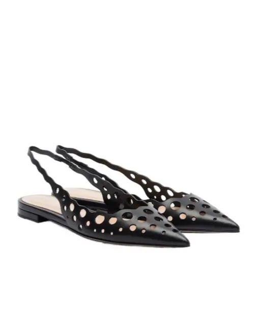 GIANVITO ROSSI Cutout Leather Slingback Flats