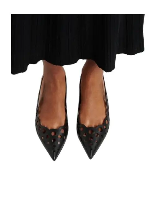 GIANVITO ROSSI Cutout Leather Slingback Flats