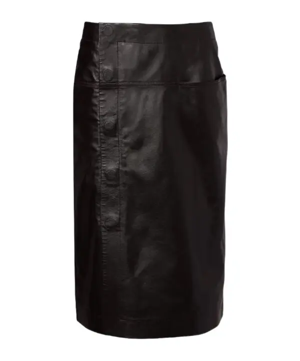 LEMAIRE Leather Midi Skirt - Black
