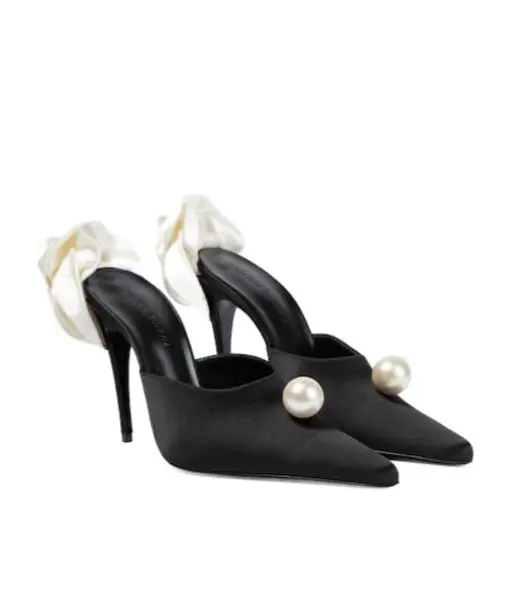 Magda Butrym Appliqué Embellished Satin Mules