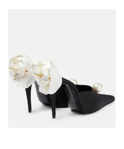 Magda Butrym Appliqué Embellished Satin Mules