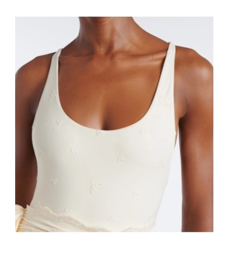 Magda Butrym Embroidered Floral-appliqué Draped One-piece Swimsuit