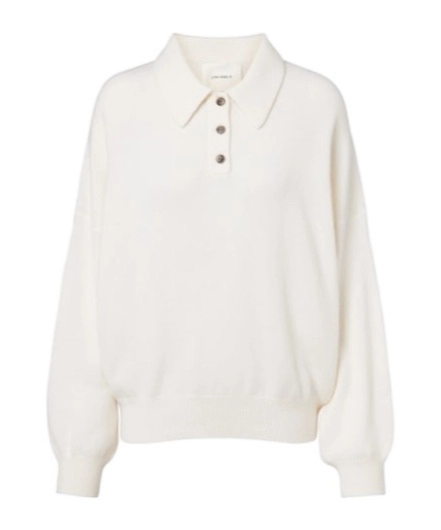 LISA YANG Etta Cashmere Polo Sweater - White