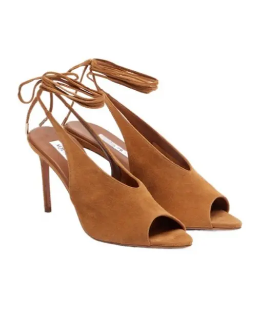 AQUAZZURA Suede Peep-toe Slingback Pumps