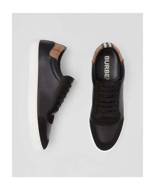Burberry Vintage Check Leather And Suede Low-top Sneakers