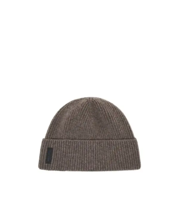 Giorgio Armani Ribbed Cashmere Beanie With Cuff - Brown