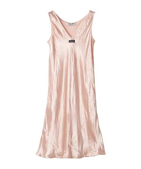 Miu Miu Satin Midi-dress - Peach