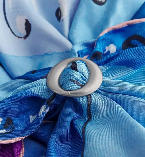 Dior Asymmetrical Draped Silk Top With Signature Buckle