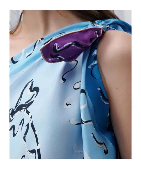 Dior Asymmetrical Draped Silk Top With Signature Buckle