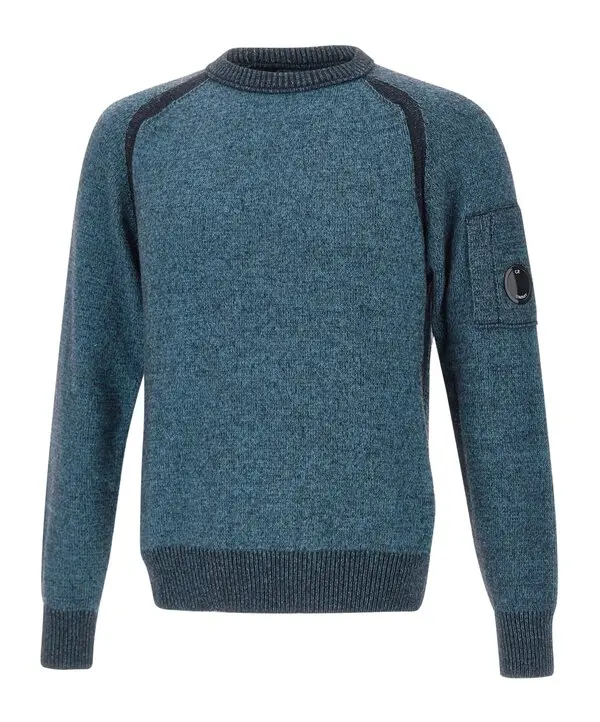 C.P. COMPANY Lens-appliqué Crew Neck Knitwear - Blue