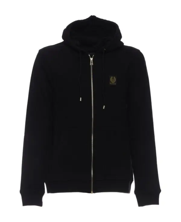 Belstaff Logo-appliqué Cotton Hoodie - Black