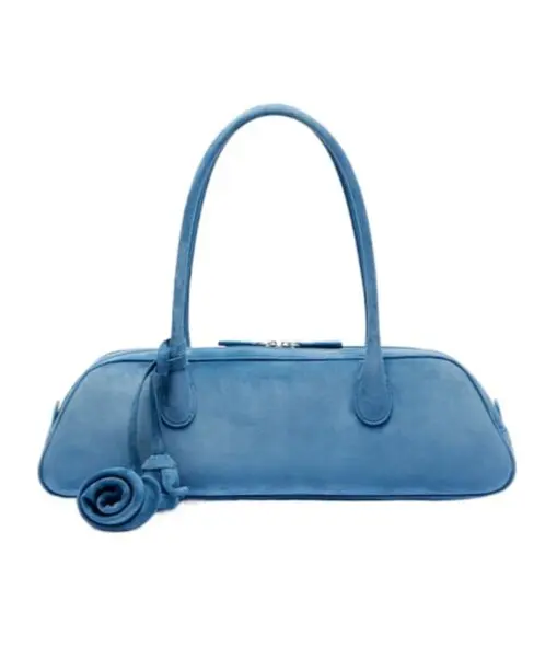 Magda Butrym Brigitte Trapeze Suede Shoulder Bag With Floral Appliqu