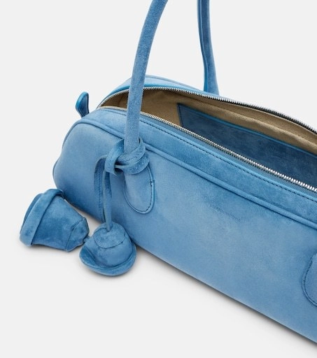 Magda Butrym Brigitte Trapeze Suede Shoulder Bag With Floral Appliqu