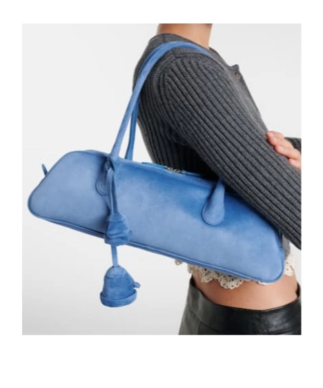 Magda Butrym Brigitte Trapeze Suede Shoulder Bag With Floral Appliqu