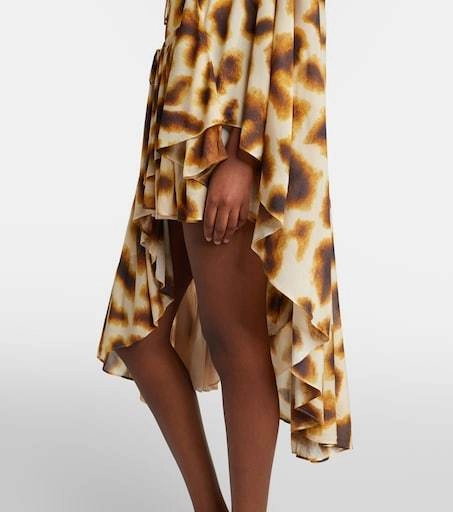 Christopher Esber Gyre Printed Asymmetric Caped Minidress