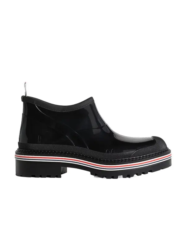Thom Browne Stripe Trimmed Round-toe Ankle Boots - Black