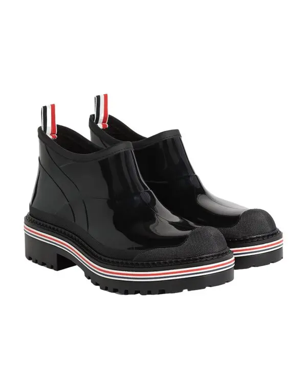 Thom Browne Stripe Trimmed Round-toe Ankle Boots