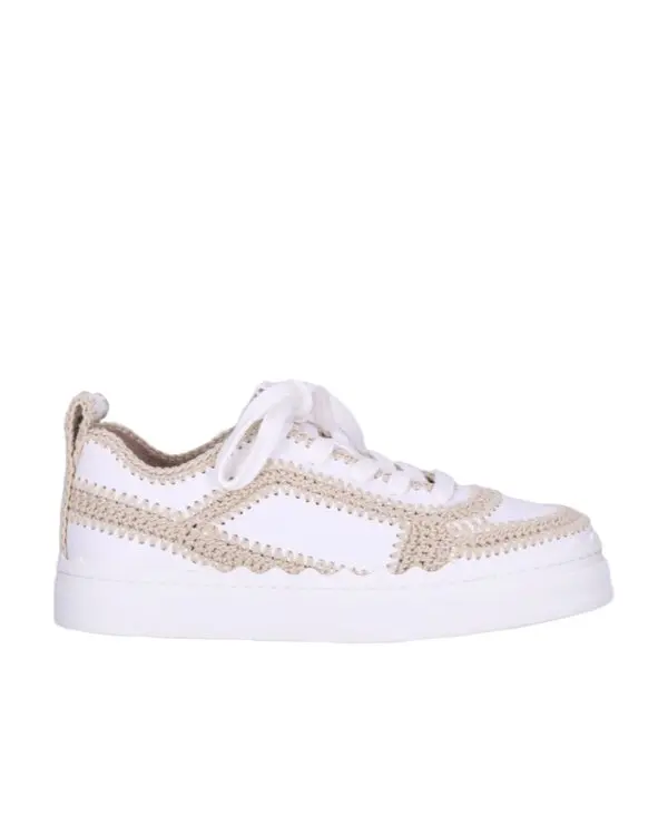 Chloé Lauren Leather Sneakers - White