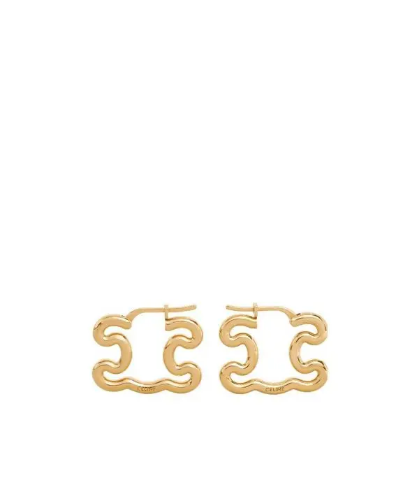 Celine Triomphe Frame Large Earrings In Brass With Gold Finish