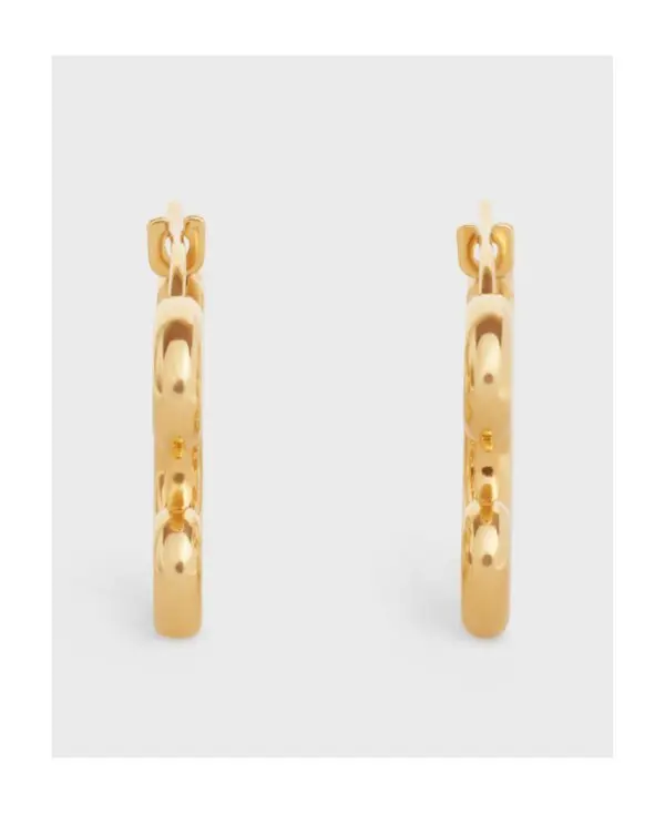 Celine Triomphe Frame Large Earrings In Brass With Gold Finish