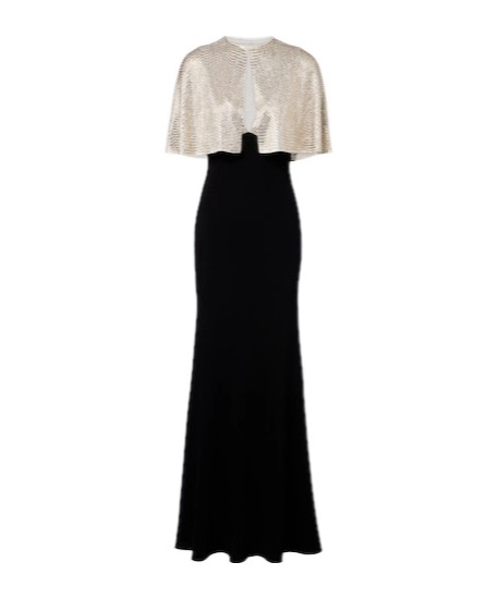 Roland Mouret Caped Embellished Gown - Black