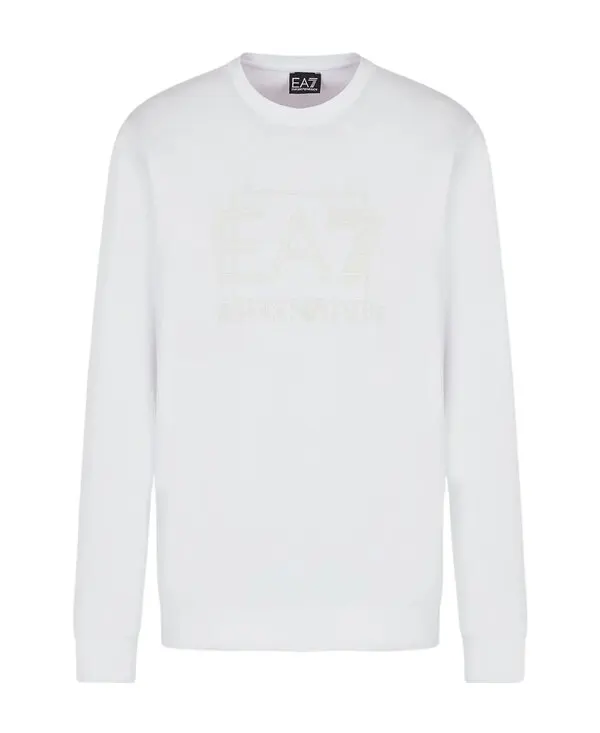 EA7 Logo-print Cotton Sweatshirt - White
