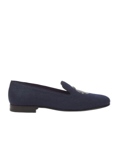 Ralph Lauren Alonzo Embroidered Linen Loafers - Black