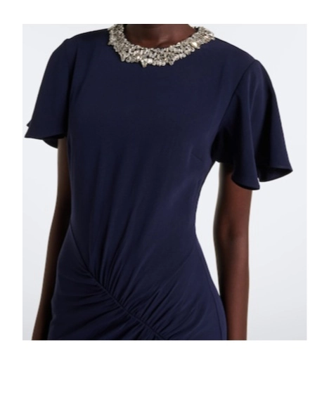 Roland Mouret Crystal-embellished Gathered Gown