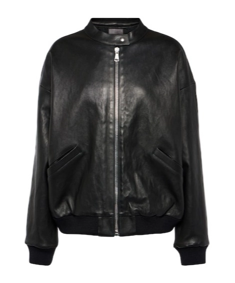 Stouls Pharrell Leather Bomber Jacket - Black