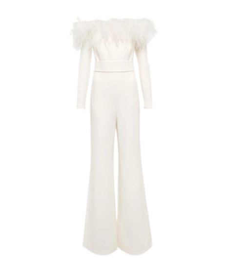 SAFIYAA LONDON Feather-trimmed Jumpsuit