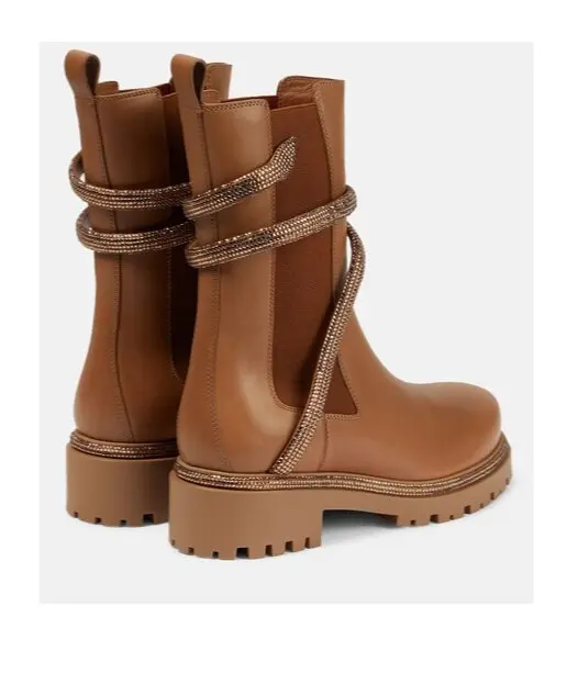 Rene Caovilla Chelsea Crystal Embellished Leather Ankle Boots