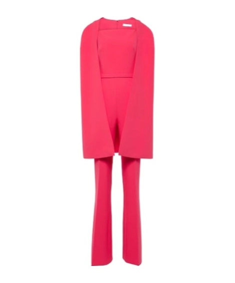SAFIYAA LONDON Cinzia Crepe Jumpsuit With Cape Sleeves And Wide Legs