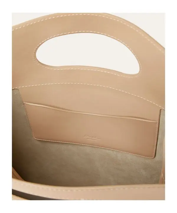 Loro Piana Leather Tote Bag With Embossed Logo - Ancient Sandstone