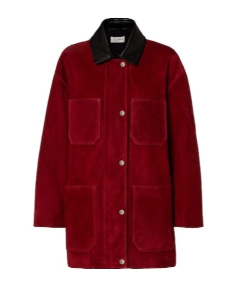 Nour Hammour Barn Leather-trimmed Suede Jacket - Red