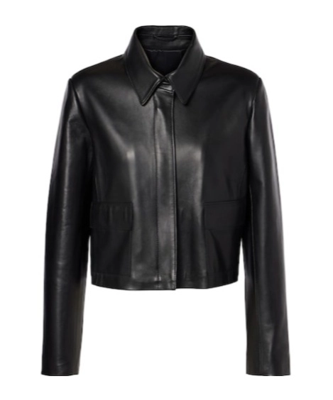 Nour Hammour Bleeker Cropped Leather Jacket - Black