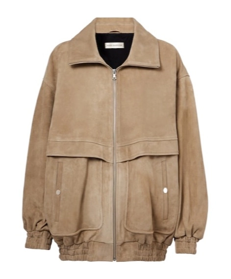 Nour Hammour Beck Suede Bomber Jacket - Nude