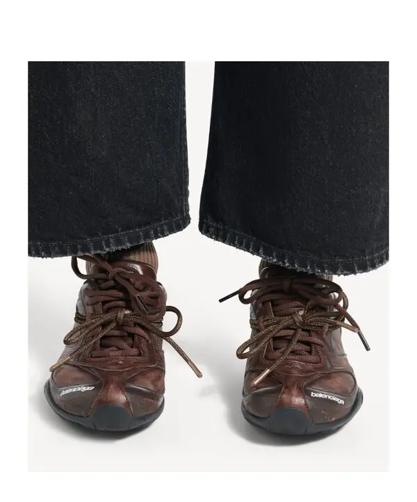 Balenciaga Radar Leather Sneakers - Brown/black