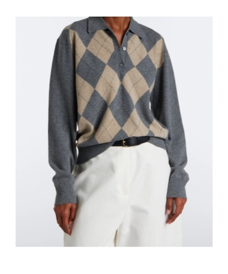 RÓHE Argyle Wool-blend Polo Sweater