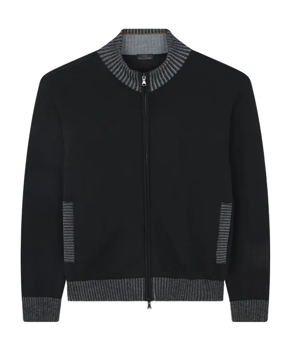 Paul & Shark Wool Zip-up Sweater - Black