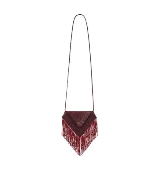 Victoria Beckham Manhattan Beaded Satin Shoulder Bag - Red