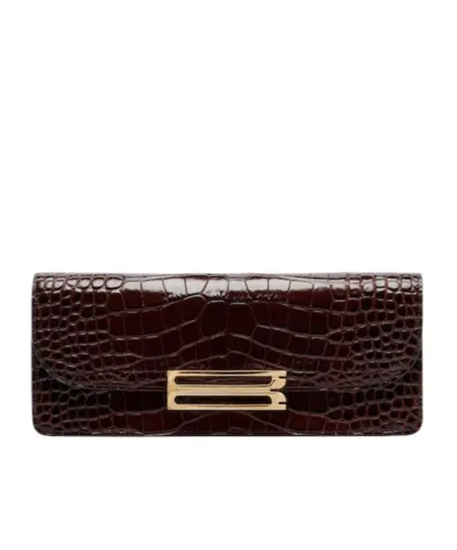 Victoria Beckham Dorian East-west Croc-effect Leather Clutch - Nude