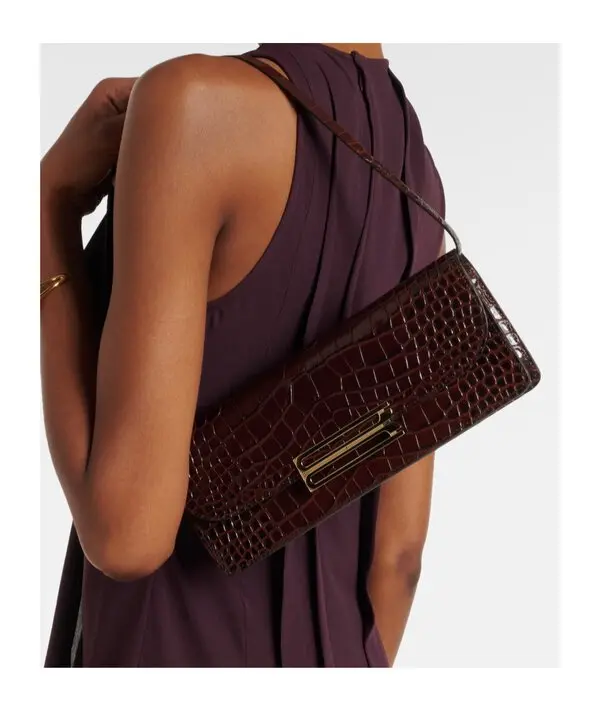 Victoria Beckham Dorian East-west Croc-effect Leather Clutch