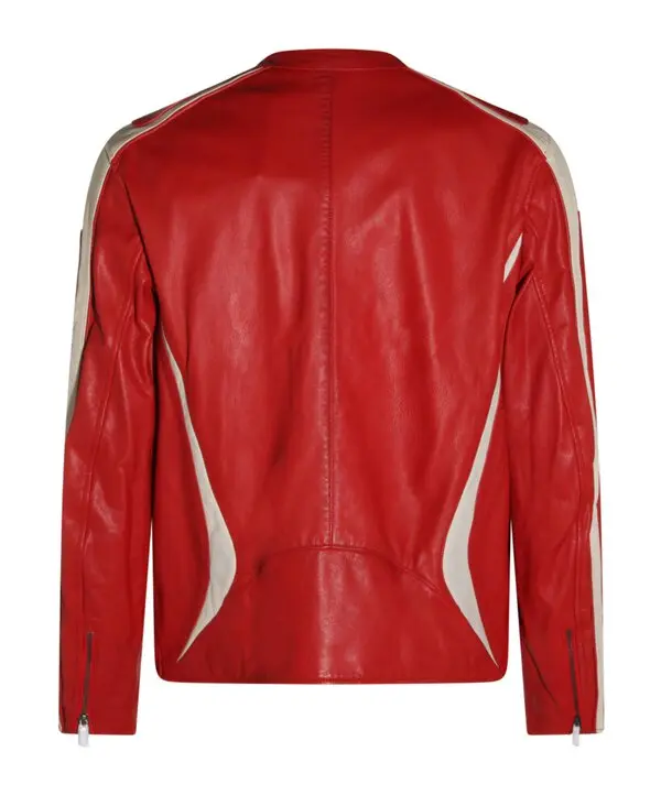 DIESEL® Zip-up Crewneck Leather Jacket