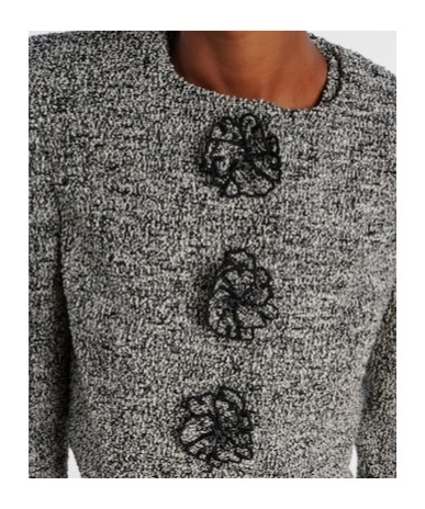 Oscar De La Renta Floral-appliqué Cotton-blend Tweed Cropped Jacket