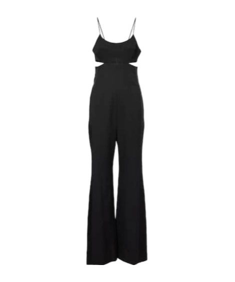 Victoria Beckham Cami Cutout Crêpe Satin Jumpsuit - Black