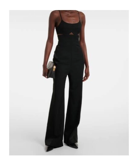 Victoria Beckham Cami Cutout Crêpe Satin Jumpsuit Wide Leg